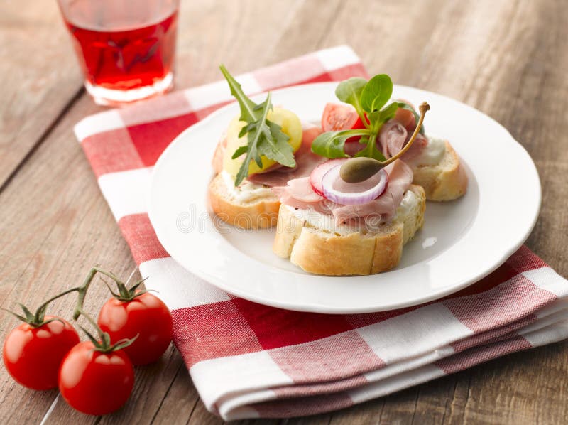 Turkey Ham Canapes stock image. Image of lettuce, tomato - 30358111