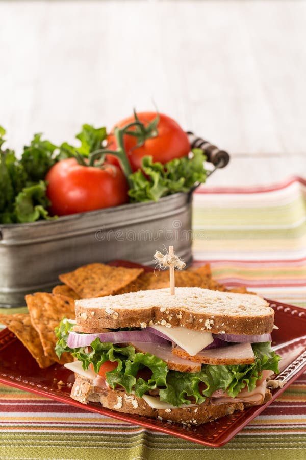 Turkey Ham Healthy Lunch Sandwich with Vegetables Stock Image - Image ...