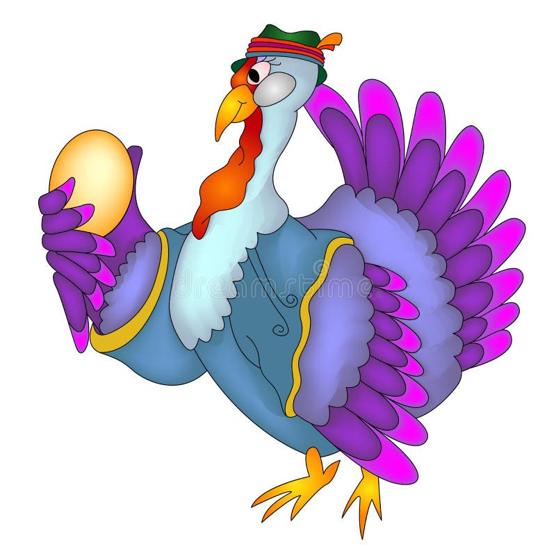 Turkey in Hat with Easter Eggs Stock Vector - Illustration of graphic ...