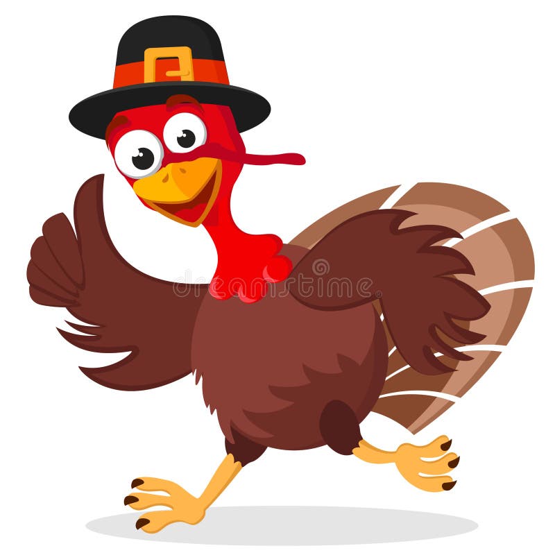 Turkey in a Hat Runs on a White Background. Character Stock Vector ...