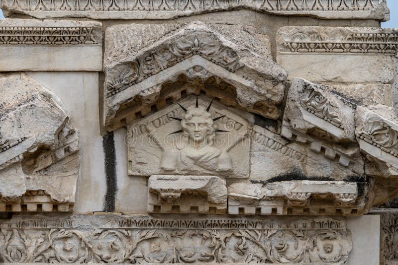 Turkey - Hierapolis - Ancient Theater - Decorated Relief with Apollo ...