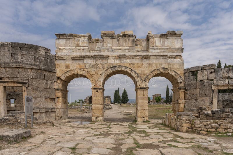 Turkey - Hierapolis - Arch of Domitian - Triple Arched City Gate Stock ...