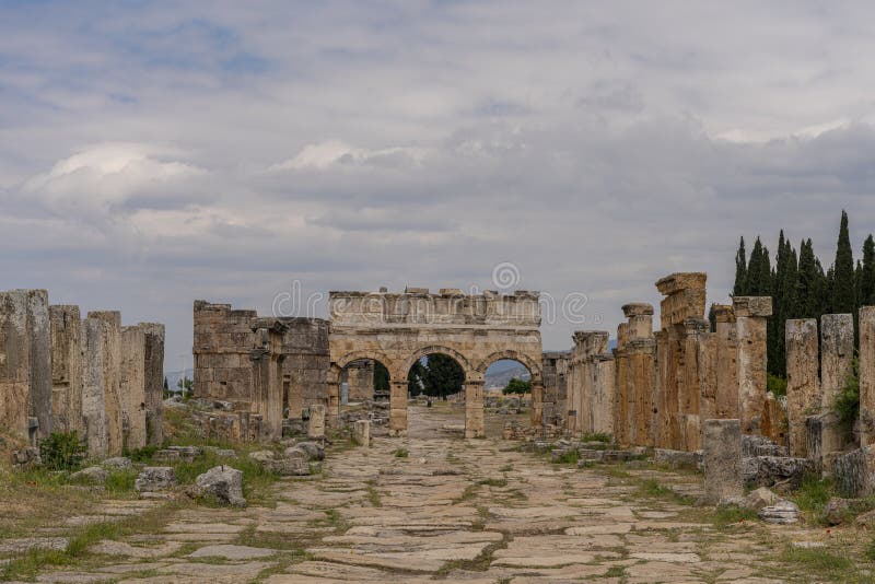 Turkey - Hierapolis - Frontinus Street - Domitian Gate Stock Photo ...