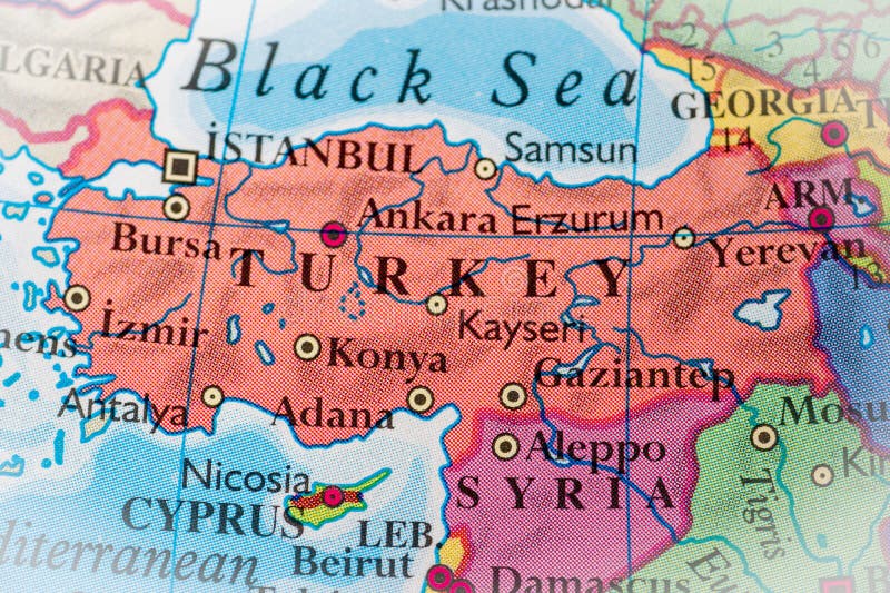Turkey Highlighted on a World Map Stock Image - Image of pinpoint ...