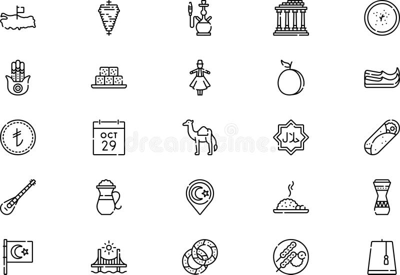 Turkey Icons Collection is a Vector Illustration with Editable Stroke ...