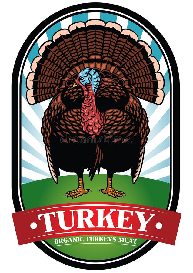 Turkey Illustration in a Badge Design Stock Vector - Illustration of ...