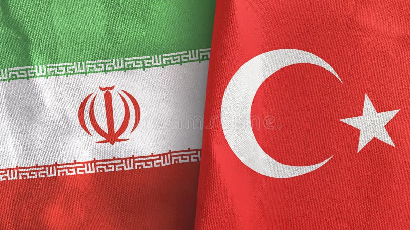 Turkey and Iran Two Flags Textile Cloth 3D Rendering Stock Illustration ...