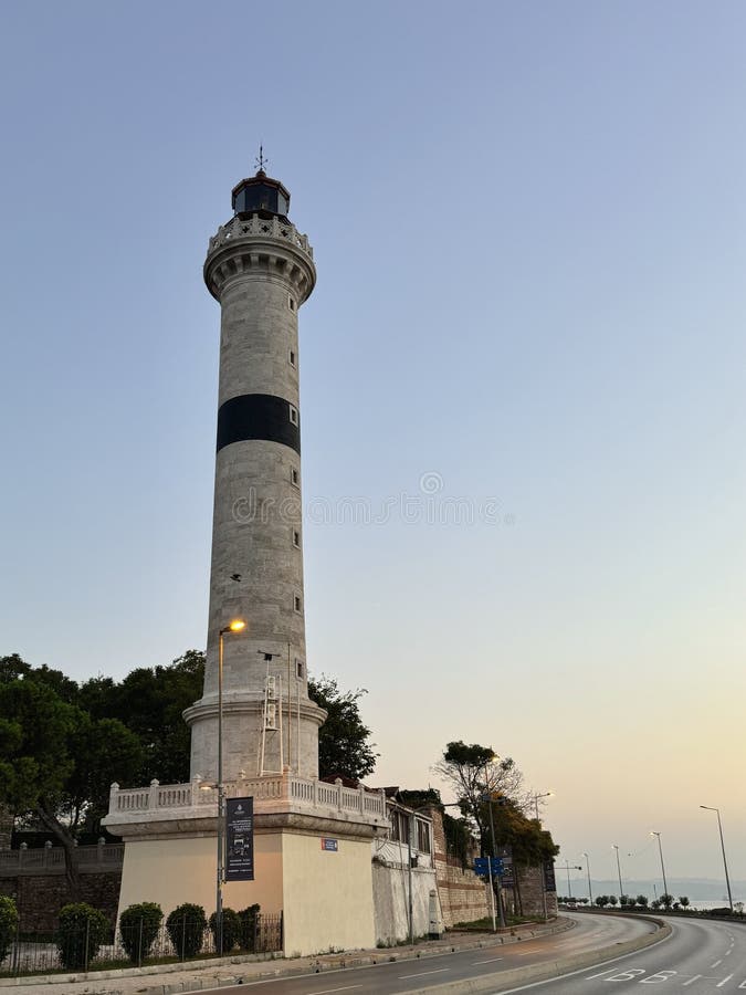 Historical Lighthouse at Sunrise in Istanbul, Turkey Stock Photo ...
