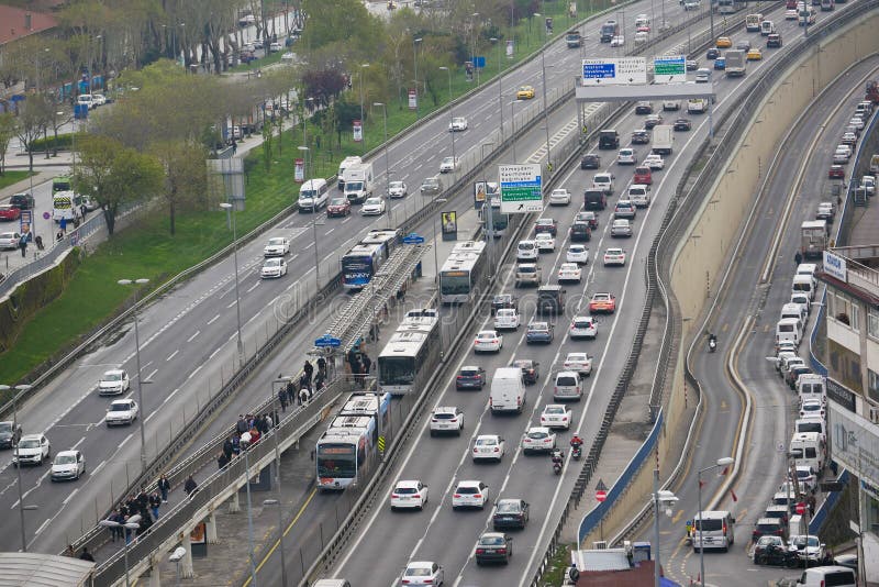 Turkey Istanbul 12 January 2023, Traffic in a High Away in Istanbul ...