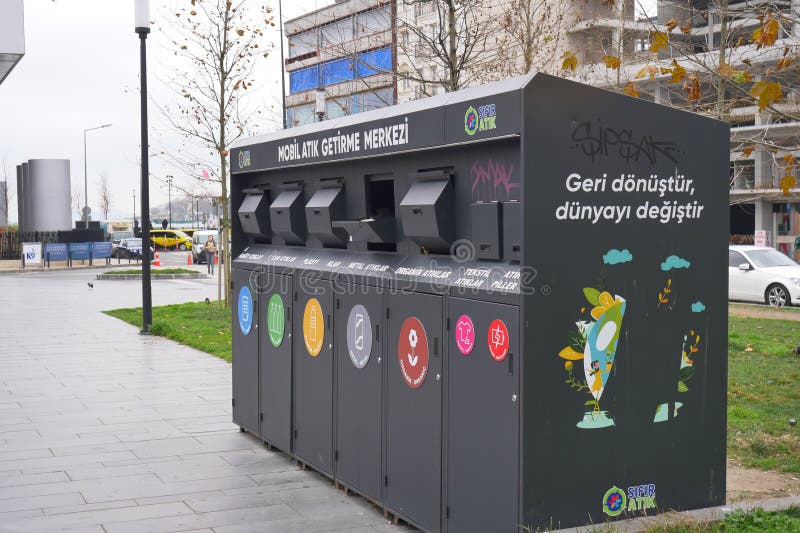 Turkey Istanbul 12 July 2023. Garbage Bins of Various Colors Editorial ...