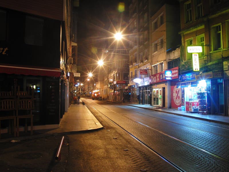 Turkey istanbul night editorial stock photo. Image of alley - 48636003