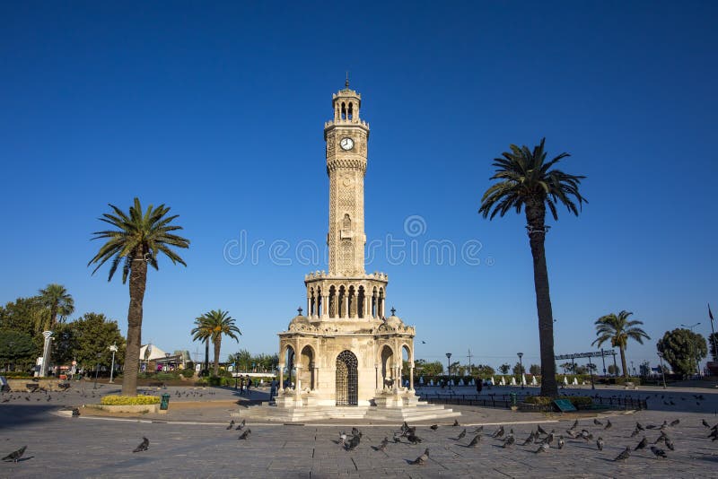 Turkey Izmir Old Clock Tower Editorial Photo - Image of blue, tower ...
