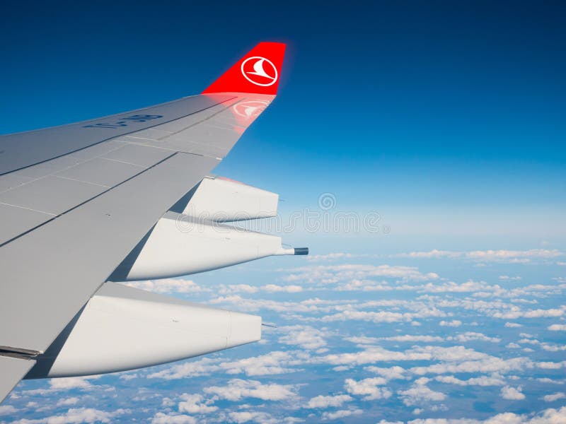 TURKEY - JANUARY 15, 2021: the View is Wing of a Turkish Airline Plane ...