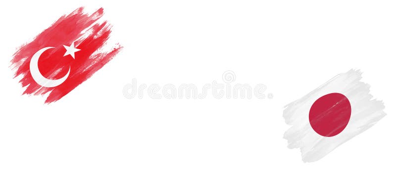 Turkey and Japan Flags on White Stock Illustration - Illustration of ...