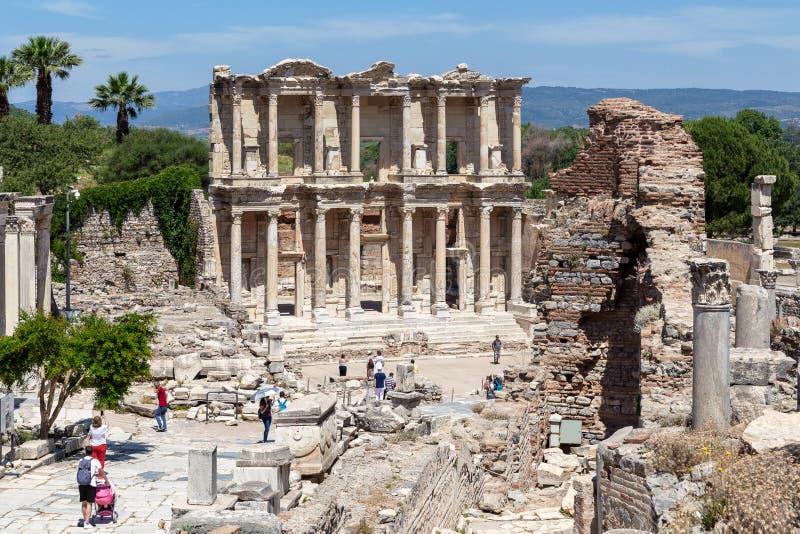The Library of Celsius at Ephesus, Turkey. the Archaeological Site ...