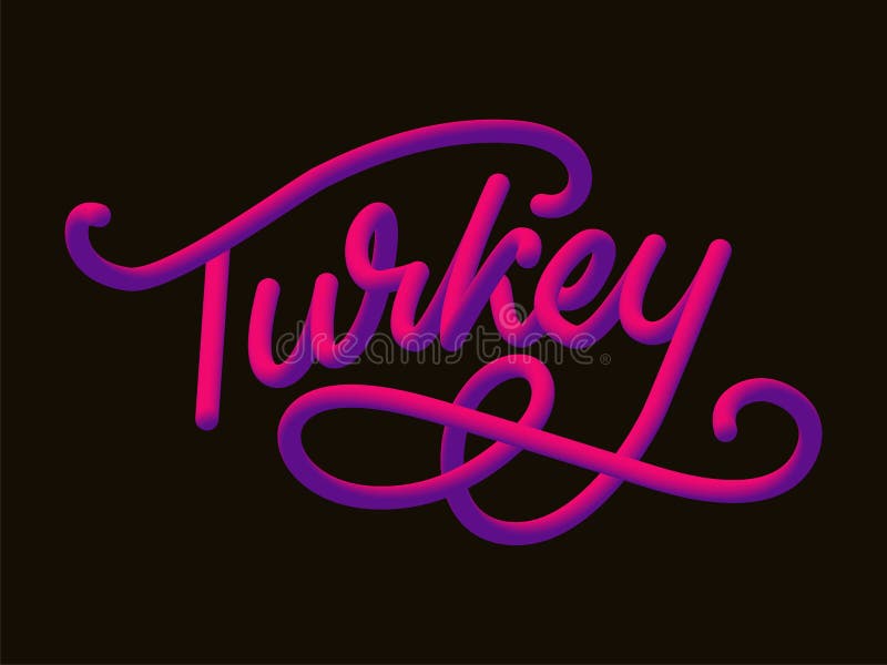 Turkey Lettering. Handwritten Name of the Country. Vector Design ...