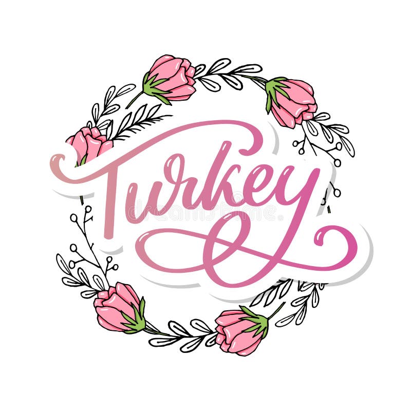 Turkey Lettering. Handwritten Name of the Country. Vector Design ...