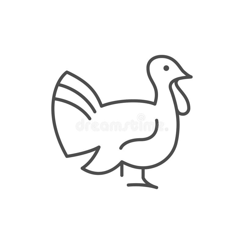Turkey Line Outline Icon or Poultry Concept Stock Vector - Illustration ...