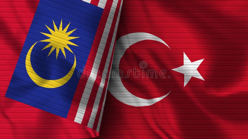 Turkey and Malaysia Realistic Flag â€“ Fabric Texture Illustration ...