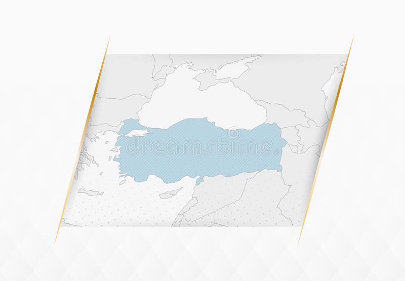 Turkey Map in Blue with Gold Framed Accents. Modern Vector Map of Turkey Stock Vector ...