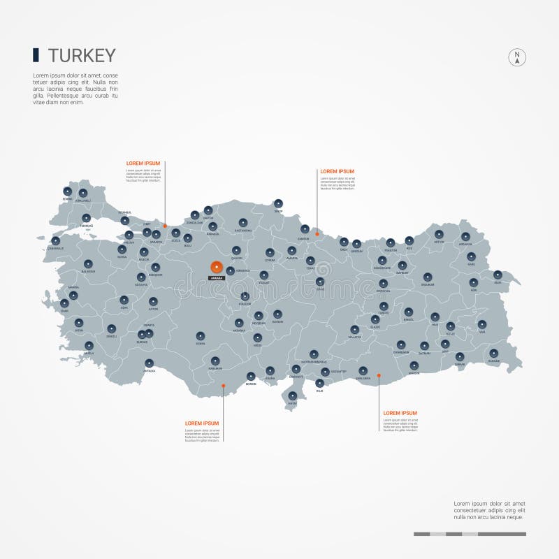Turkey Infographic Map Vector Illustration. Stock Vector - Illustration ...