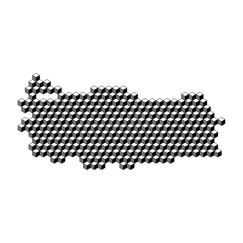 Turkey Map from 3D Black Cubes Isometric Abstract Concept, Square ...