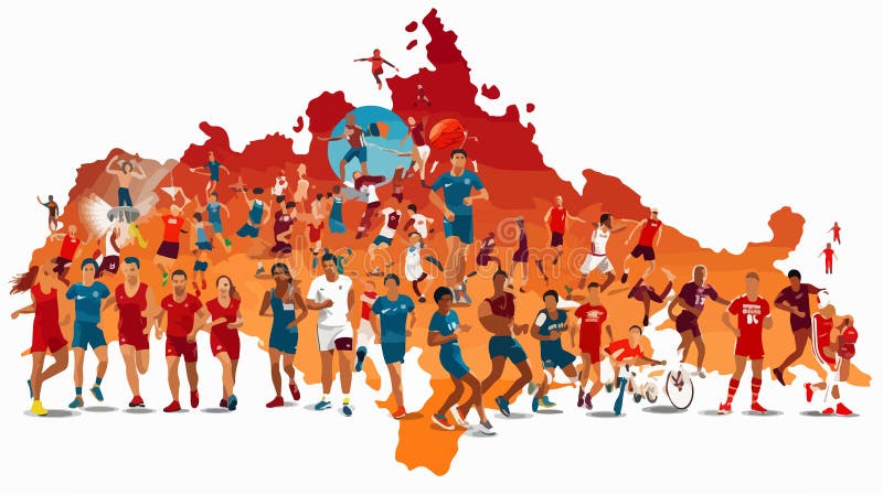 Turkey Map Designed with Icons of Athletes in Vector Stock Vector ...