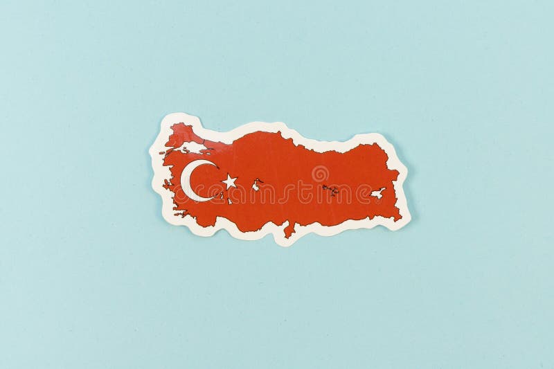 Turkey Map with Flag Colors on Light Blue Background Stock Photo ...