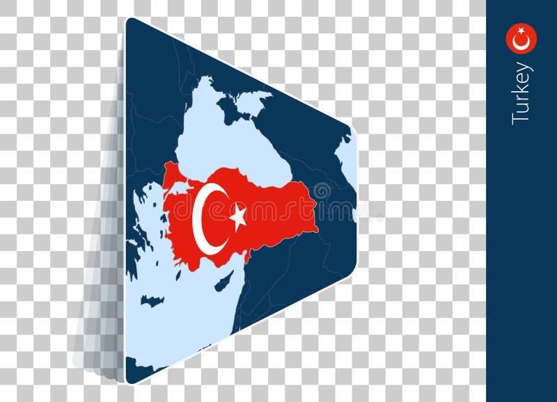 Turkey Map and Flag on Transparent Background Stock Vector ...