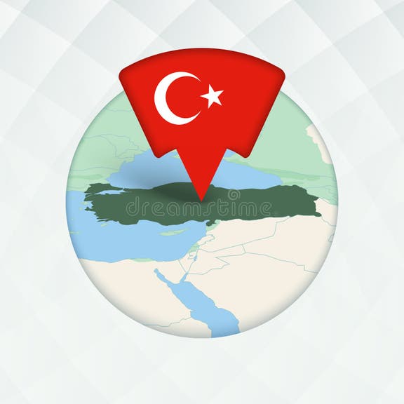 Turkey Map Highlighted with Flag Marker Stock Illustration ...