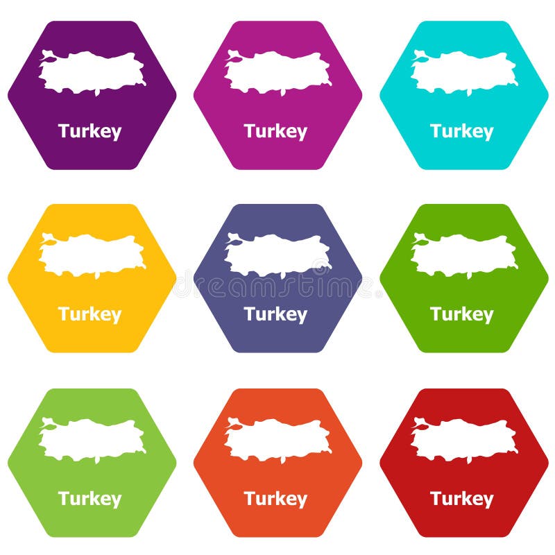 Turkey Map Icons Set 9 Vector Stock Vector - Illustration of world ...