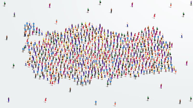 Turkey Map a Large Group of People Form To Create a Turkish Map. Stock ...