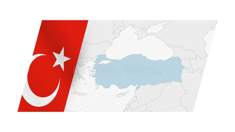 Turkey Map in Modern Style with Flag of Turkey on Left Side Stock ...