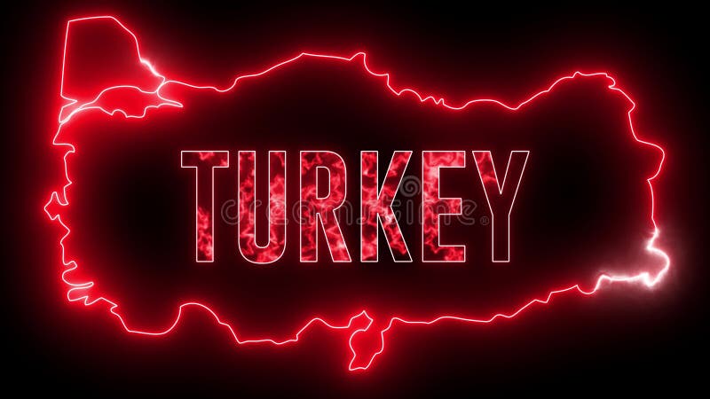 Turkey Map with Neon Light. Creative Country Shape Stock Footage ...