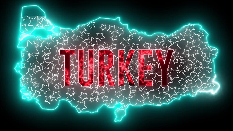 Turkey Map with Neon Light. Stock Footage - Video of line, glow: 156865948