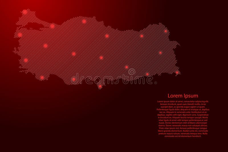 Turkey Map from Red Pattern Slanted Parallel Lines and Glowing Space ...