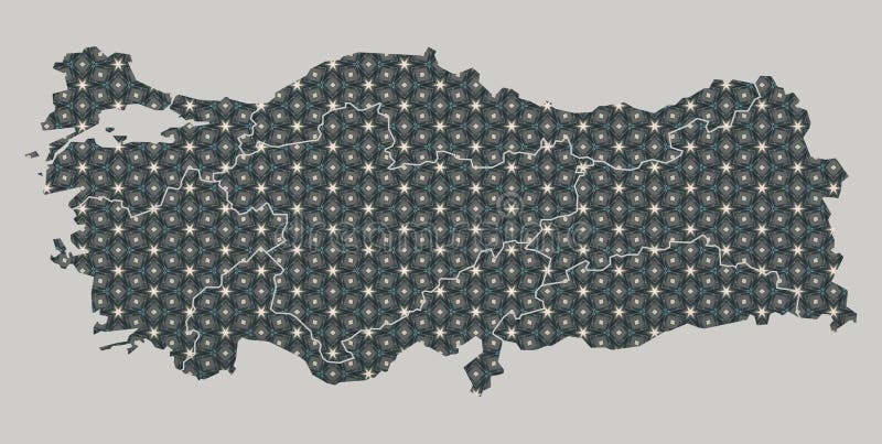Turkey Map with Stars and Ornaments Including Borders Stock ...