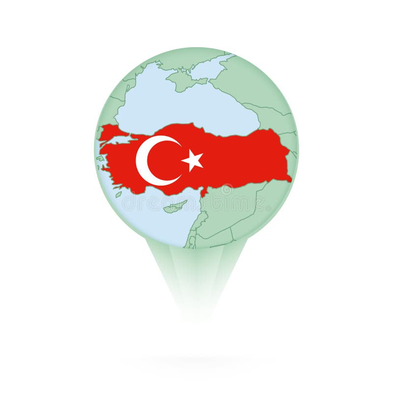 Turkey Map, Stylish Location Icon with Turkey Map and Flag Stock Vector ...