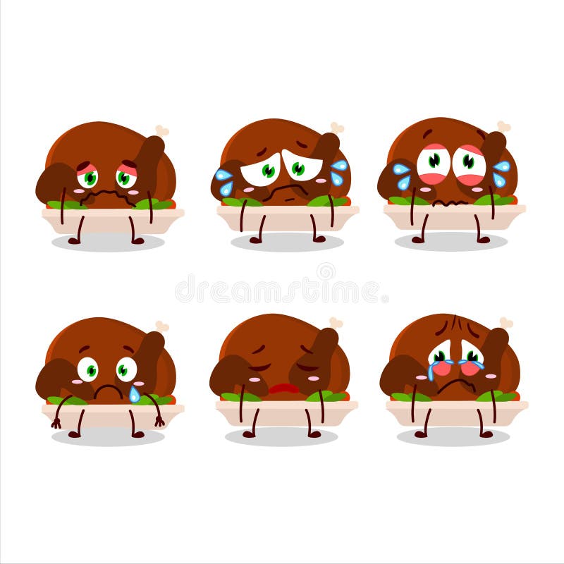 Turkey Meat Cartoon Character with Sad Expression Stock Vector ...