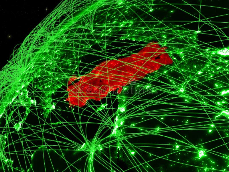 Turkey on Earth with Network Stock Illustration - Illustration of world ...