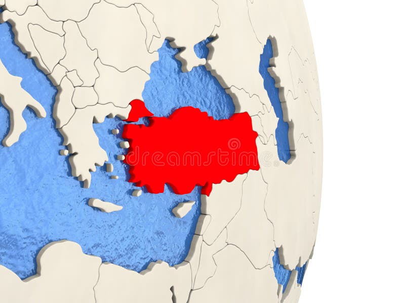Turkey on Model of Political Globe Stock Illustration - Illustration of ...