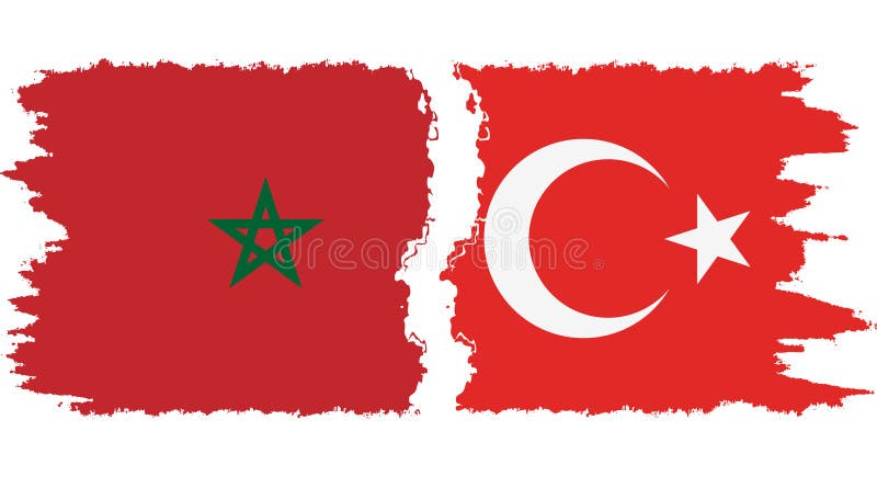Turkey and Morocco Grunge Flags Connection Vector Stock Vector ...