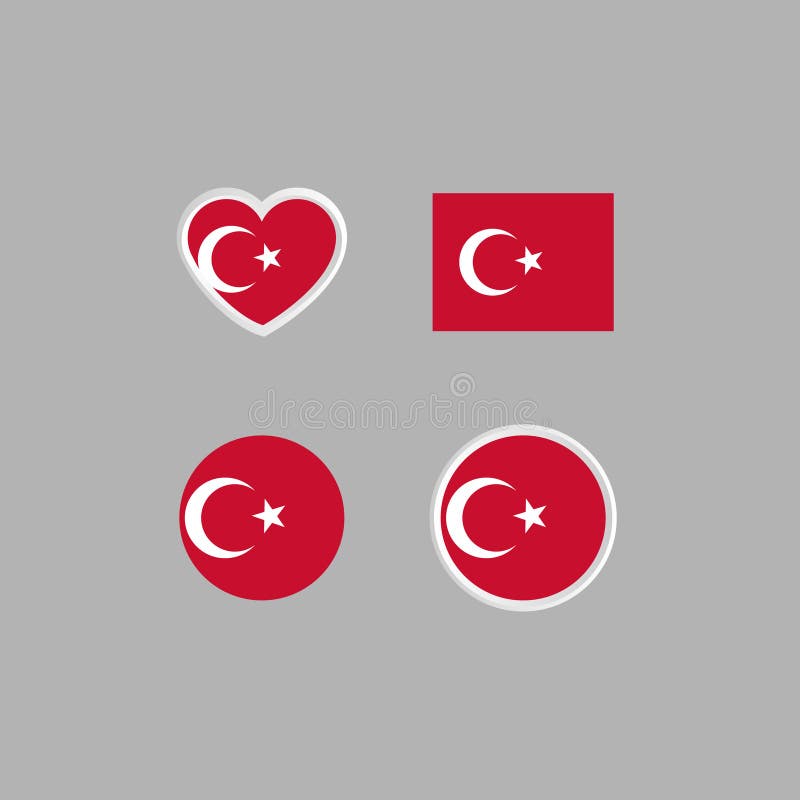 Turkey Nation Flag Collection Emblem Design Vector Stock Vector ...