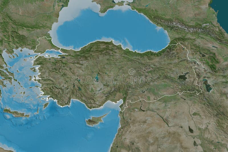 Turkey outlined. Satellite stock illustration. Illustration of ...