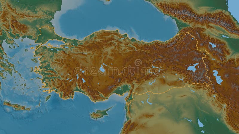 Relief Map of Turkey stock vector. Illustration of canton - 177429949
