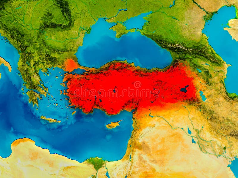 Turkey on physical map stock illustration. Illustration of asia - 91849389
