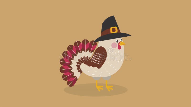 Turkey with Pilgrim Hat Animation Stock Video - Video of video ...