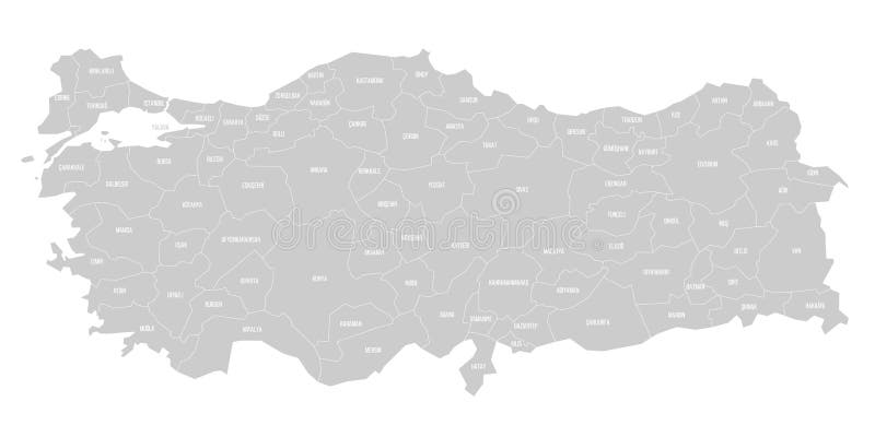 Turkey Political Map of Administrative Divisions Stock Vector ...