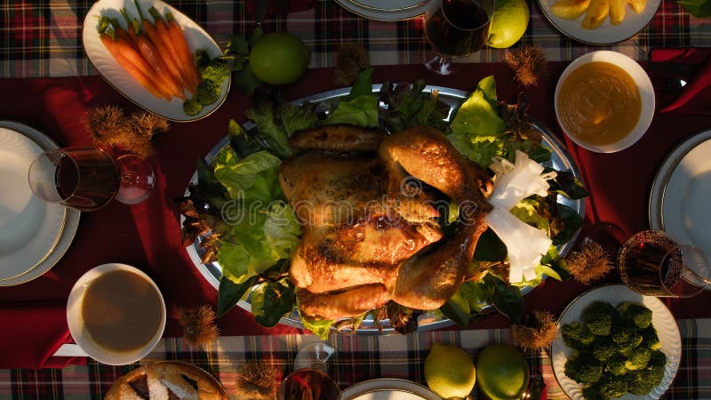 Turkey Ready for Dinner of Thanksgiving Day at Home, Vertical View ...
