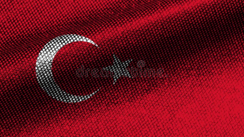 Turkey Realistic Fabric Texture Effect Wavy Dark Colors Flag 3D ...